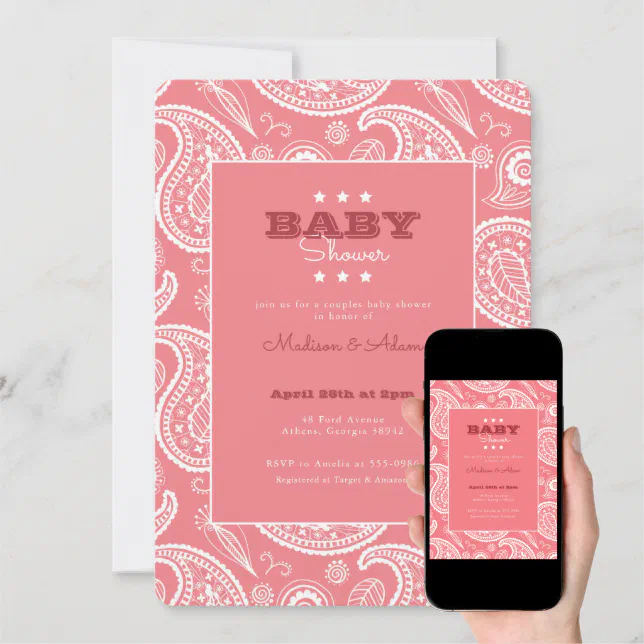 Pink American Bandana Baby Shower Invitation | Zazzle
