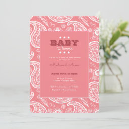 Pink American Bandana Baby Shower Invitation | Zazzle