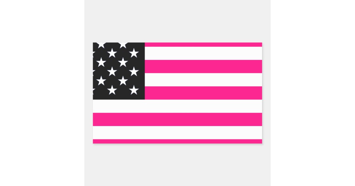 pink american flag rectangular sticker | Zazzle