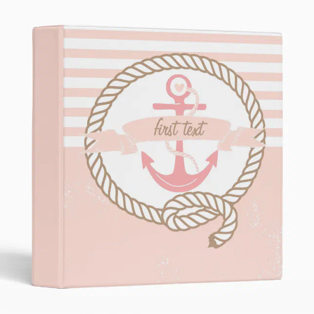Pink Anchor and Banner Nautical Custom Binder | Zazzle