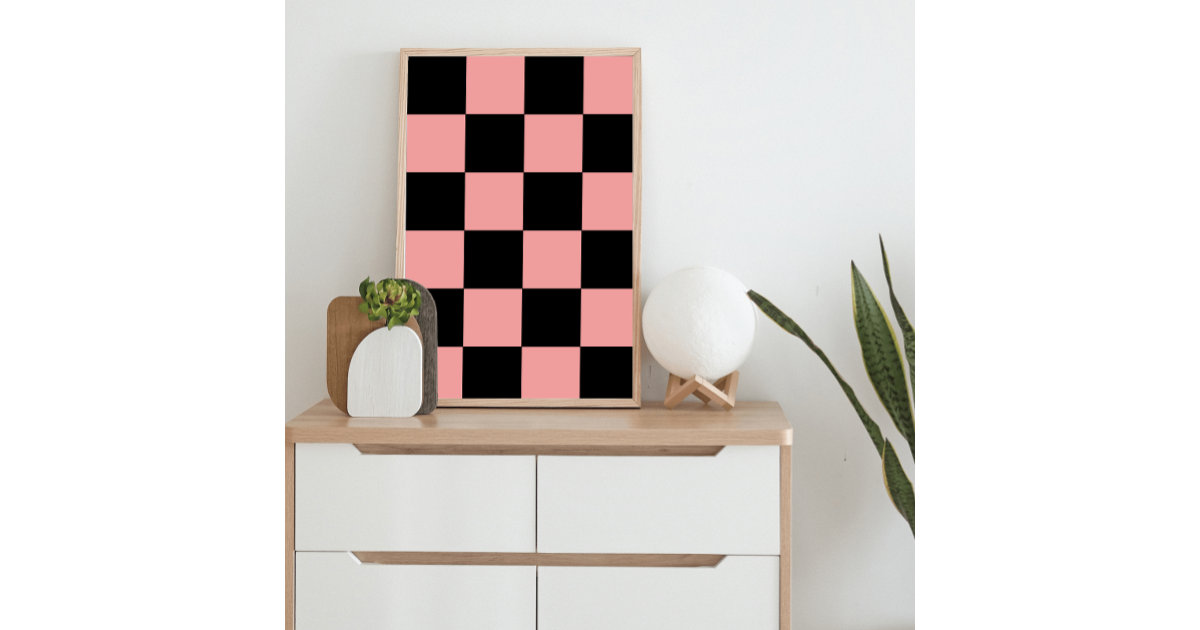 Pink and Black Checkerboard Pattern Poster | Zazzle
