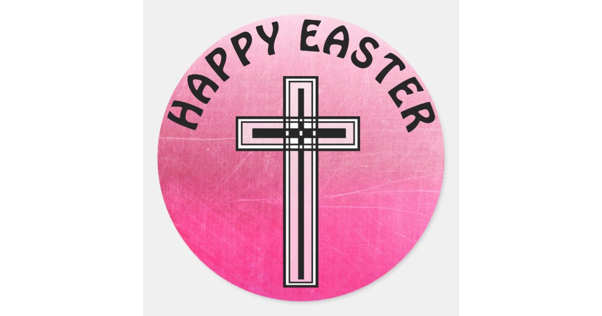 Pink and Black Cross Religious Stickers | Zazzle