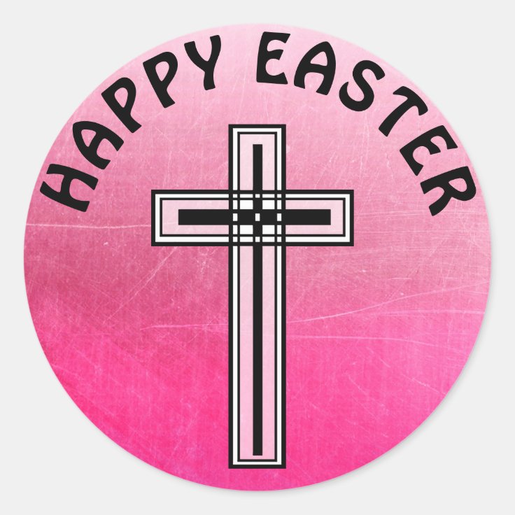 Pink and Black Cross Religious Stickers | Zazzle