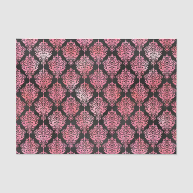 Pink and Black Damask Pattern Tissue Paper | Zazzle