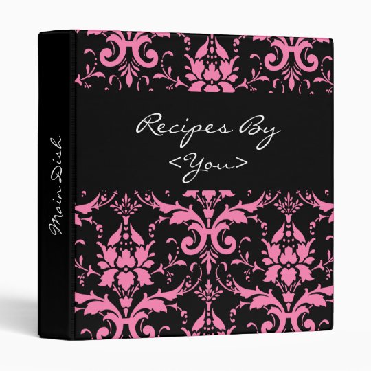 Pink and Black Damask Recipe Cook Book Binder | Zazzle.com