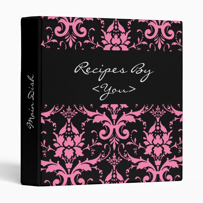 Pink and Black Damask Recipe Cook Book Binder | Zazzle.com