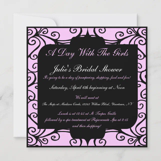 Pink and Black Fancy Invitations | Zazzle