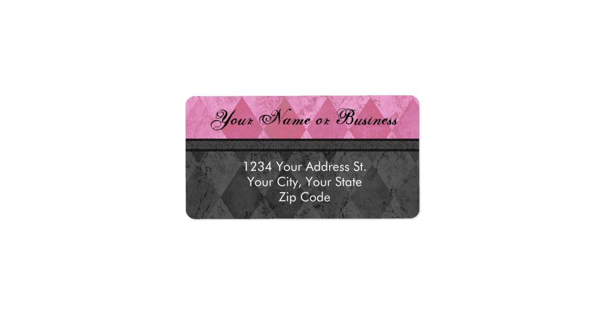 Pink and Black Feminine Address Label | Zazzle
