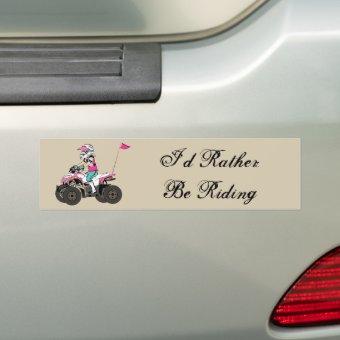 Pink and Black Girl ATV Rider Bumper Sticker | Zazzle
