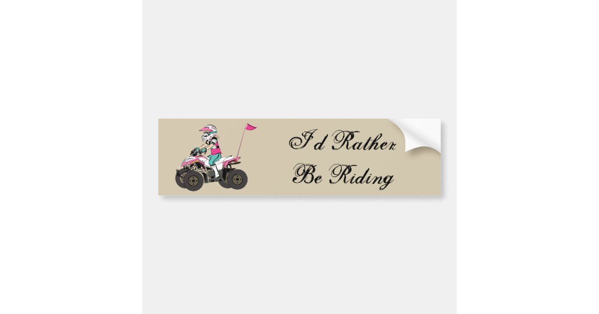 Pink and Black Girl ATV Rider Bumper Sticker | Zazzle