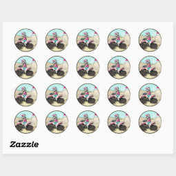 Pink and Black Girl ATV Rider Classic Round Sticker | Zazzle