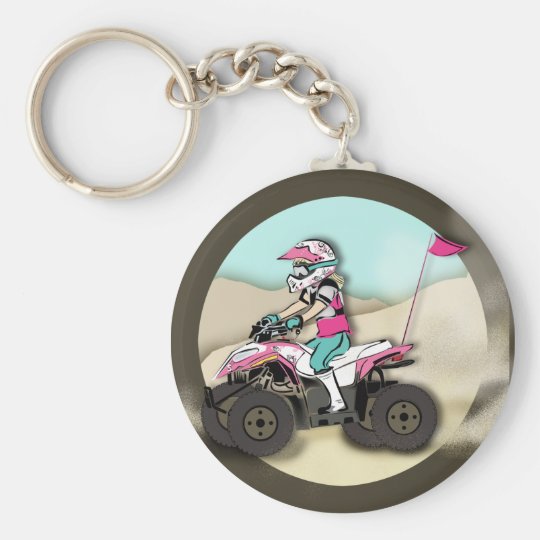 Pink and Black Girl ATV Rider Keychain | Zazzle.com