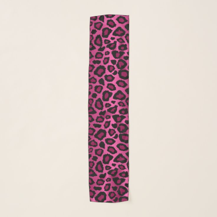 Pink and Black Leopard Print Scarf | Zazzle