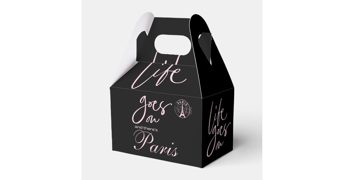Pink and black paris favor boxes | Zazzle