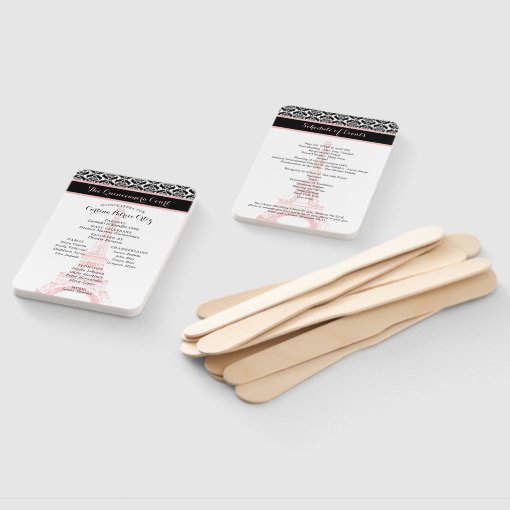 Pink and Black Paris Quinceanera Program Hand Fan | Zazzle