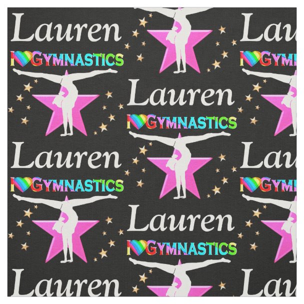 PERSONALIZED PINK RAINBOW GYMNASTICS FABRIC | Zazzle.com