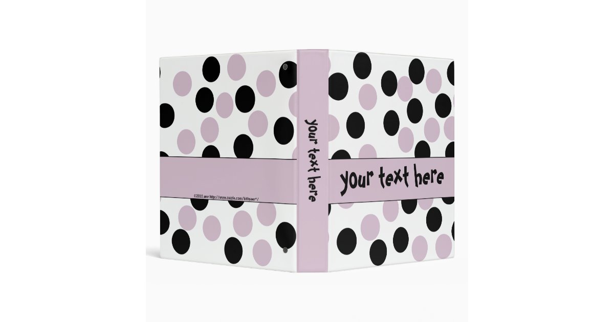 Pink and Black Polka Dot Binder | Zazzle