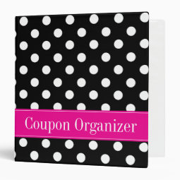 Pink and Black Polka Dot Coupon Organizer Binder | Zazzle