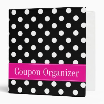 Pink and Black Polka Dot Coupon Organizer Binder | Zazzle