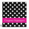 Pink and Black Polka Dot Coupon Organizer Binder | Zazzle