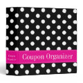 Pink and Black Polka Dot Coupon Organizer Binder | Zazzle