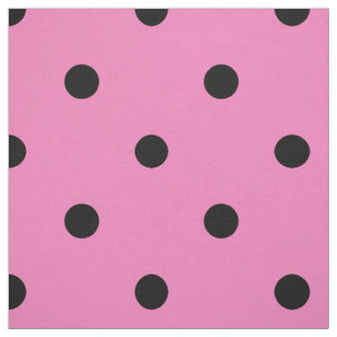 Retro Hot Pink and Black Polka Dot Pattern Fabric | Zazzle