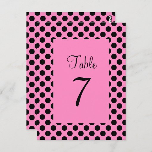 Pink and Black Polka Dot Table Number Postcard | Zazzle