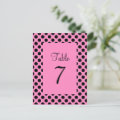 Pink and Black Polka Dot Table Number Postcard | Zazzle