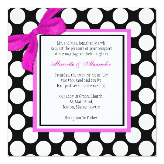 Pink and Black Polka Dot Wedding Invitation | Zazzle.com
