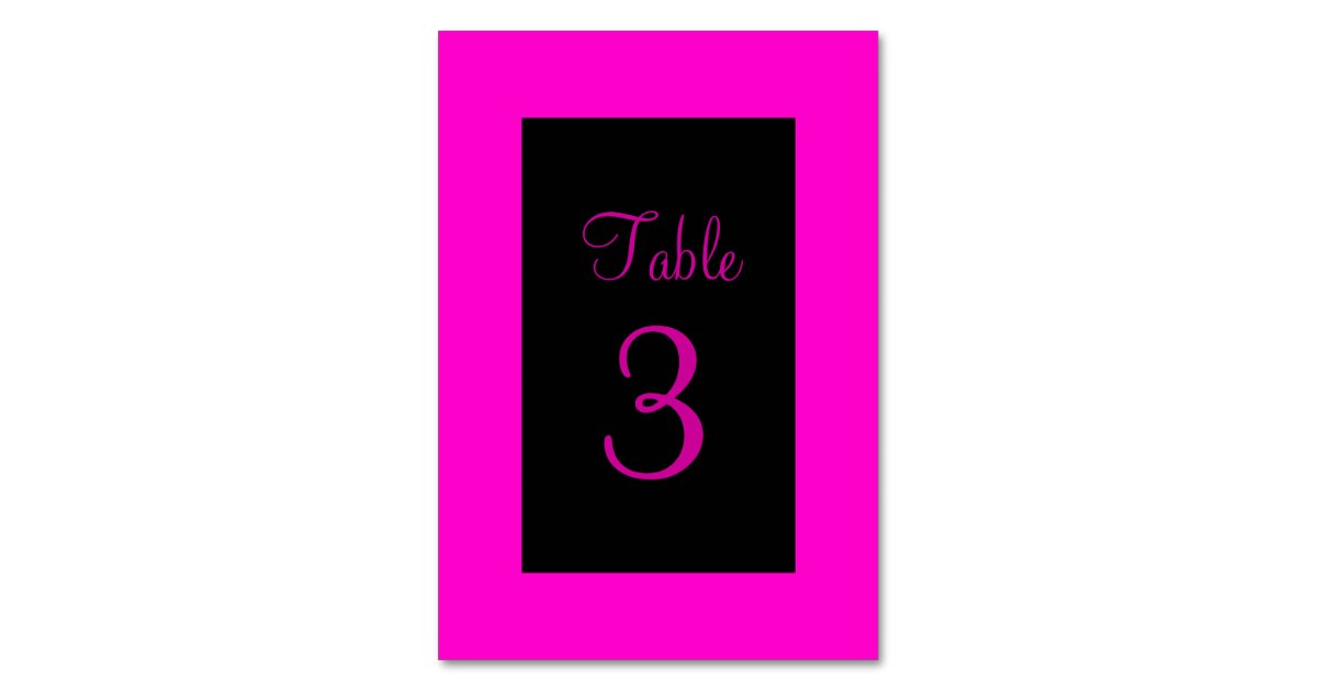 Pink and Black Table Number | Zazzle