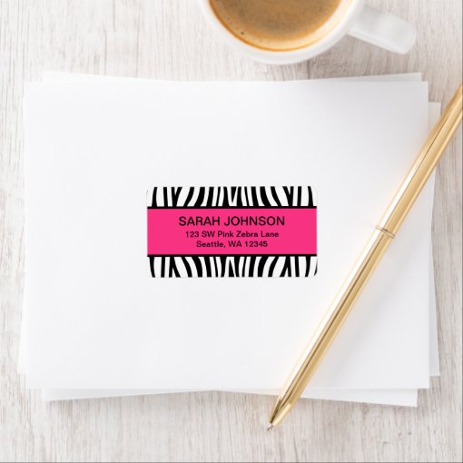 Pink and Black Zebra Label | Zazzle