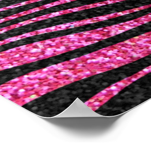 Pink and Black Zebra Print bling (faux glitter) | Zazzle