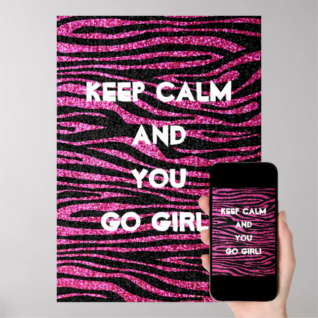 Pink and Black Zebra Print bling (faux glitter) | Zazzle