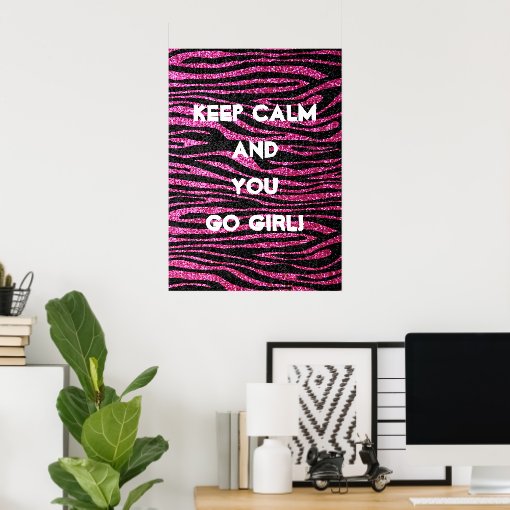 Pink and Black Zebra Print bling (faux glitter) | Zazzle
