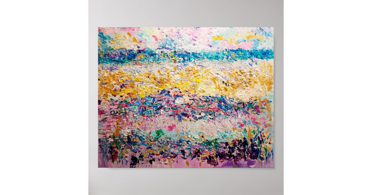 Pink and Blue Abstract Beach Poster | Zazzle