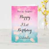 Pink and Blue Bokeh 31st Birthday Card | Zazzle