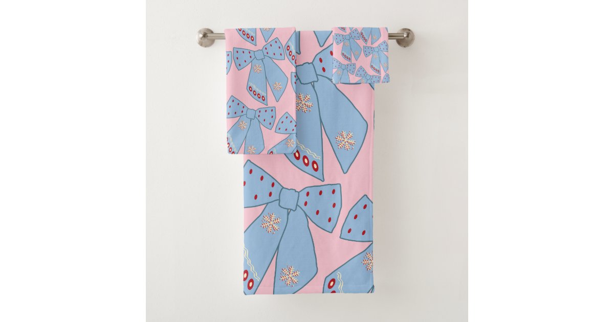 Pink And Blue Bows Bath Towel Set | Zazzle
