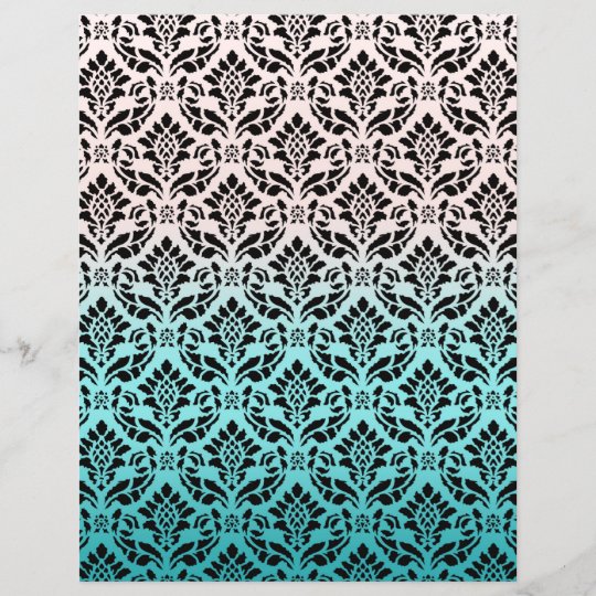 Pink and Blue Damask Scrapbook Paper Design | Zazzle.com
