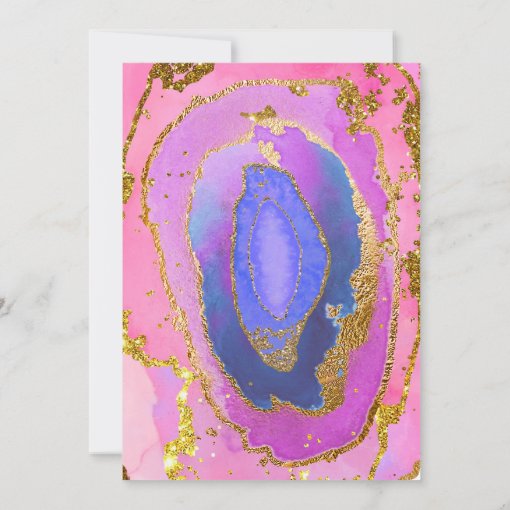 Pink and Blue Geode with Gold | Quinceanera Invitation | Zazzle