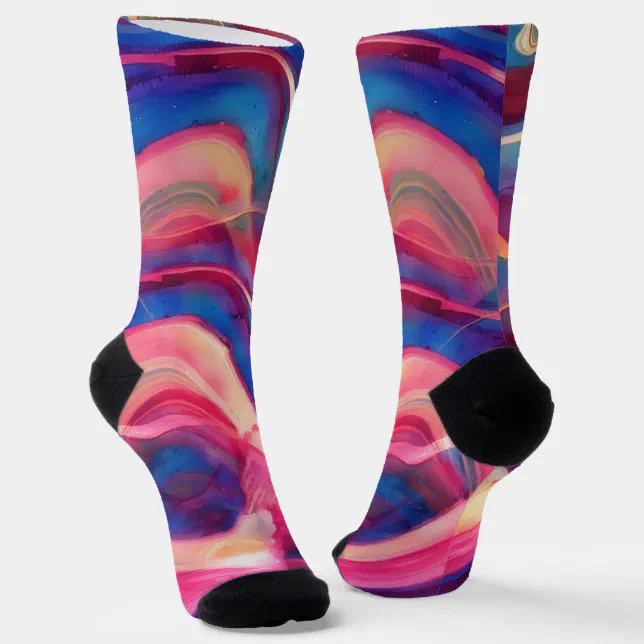 Pink and Blue Marble Art Socks | Zazzle