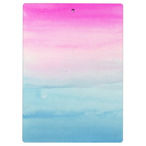 Pink and Blue Ombre Watercolor | Add Your Name Clipboard | Zazzle
