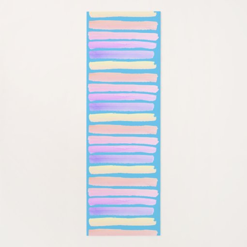 Pink and Blue Paint Stripe Reversible Pastel Yoga Mat | Zazzle