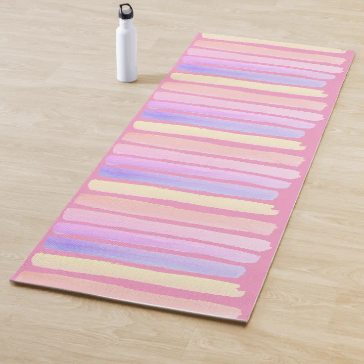 Pink and Blue Paint Stripe Reversible Pastel Yoga Mat | Zazzle