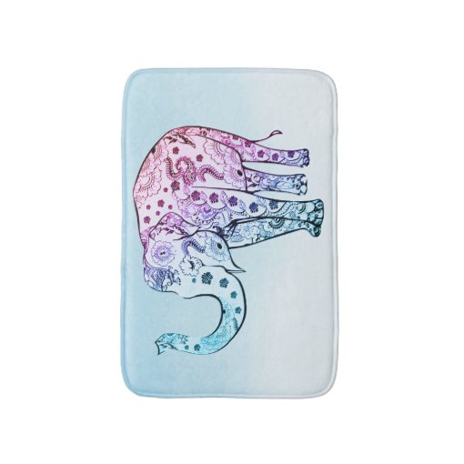 Pink And Blue Paisley Elephant Bath Mat | Zazzle