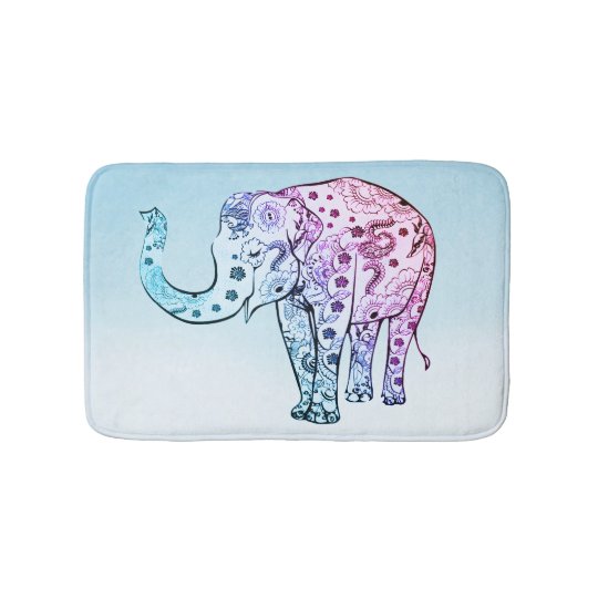 Pink And Blue Paisley Elephant Bath Mat | Zazzle.com