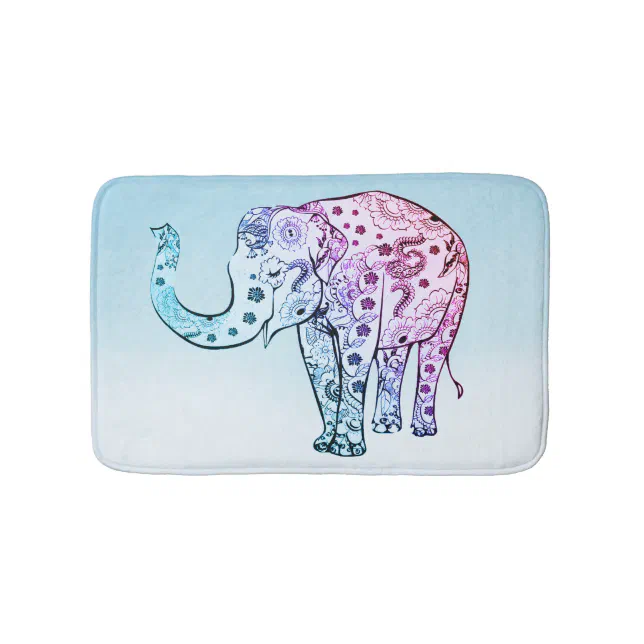 Pink And Blue Paisley Elephant Bath Mat | Zazzle