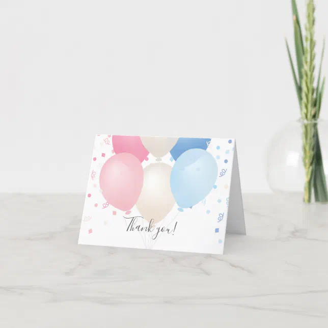Pink and Blue pastel gender neutral thank you card | Zazzle