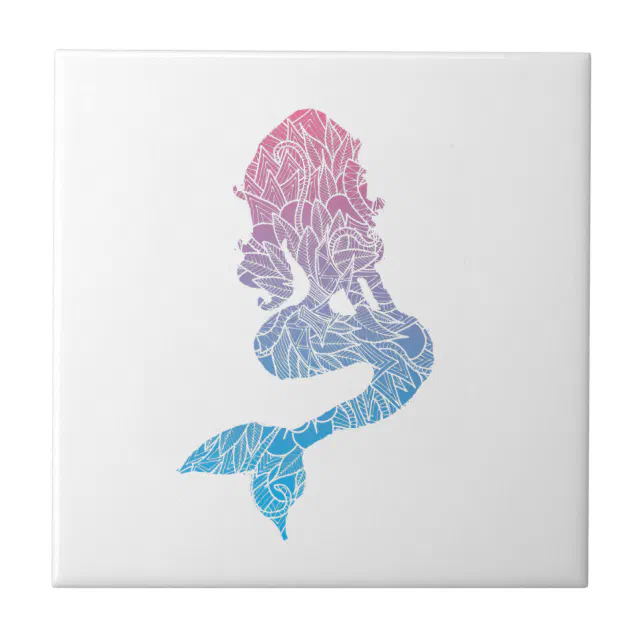 Pink and Blue Pattern Mermaid Ceramic Tile | Zazzle