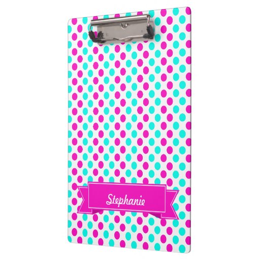 Pink and Blue Polka Dots Clipboard | Zazzle