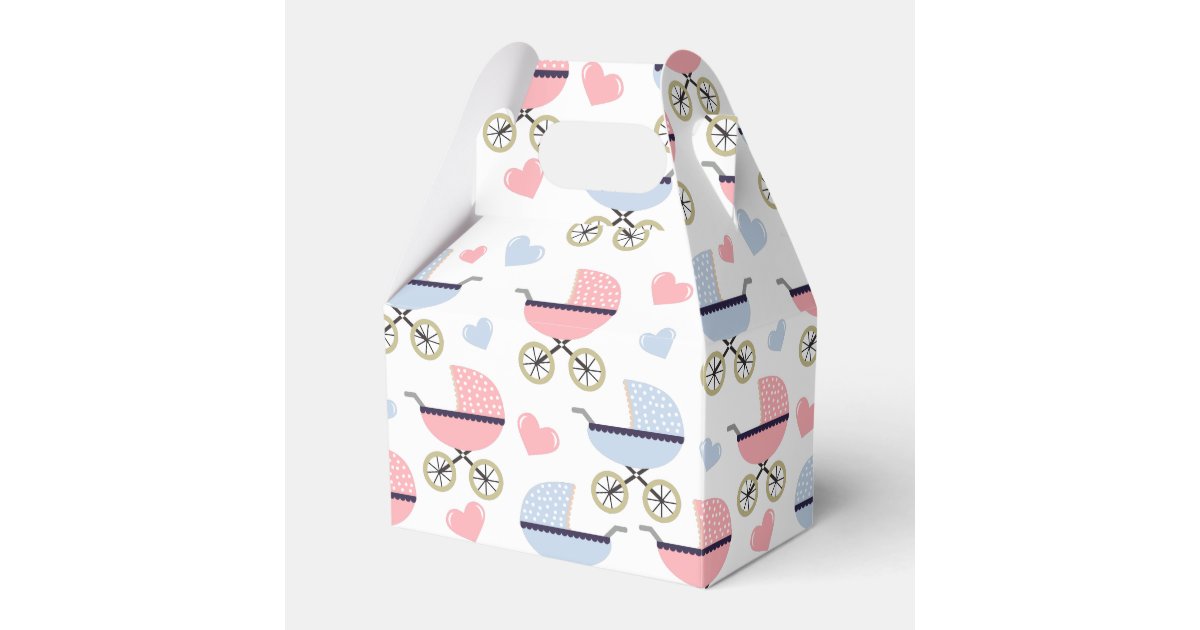 Pink and Blue Pram Pattern Baby Shower Favor Boxes | Zazzle